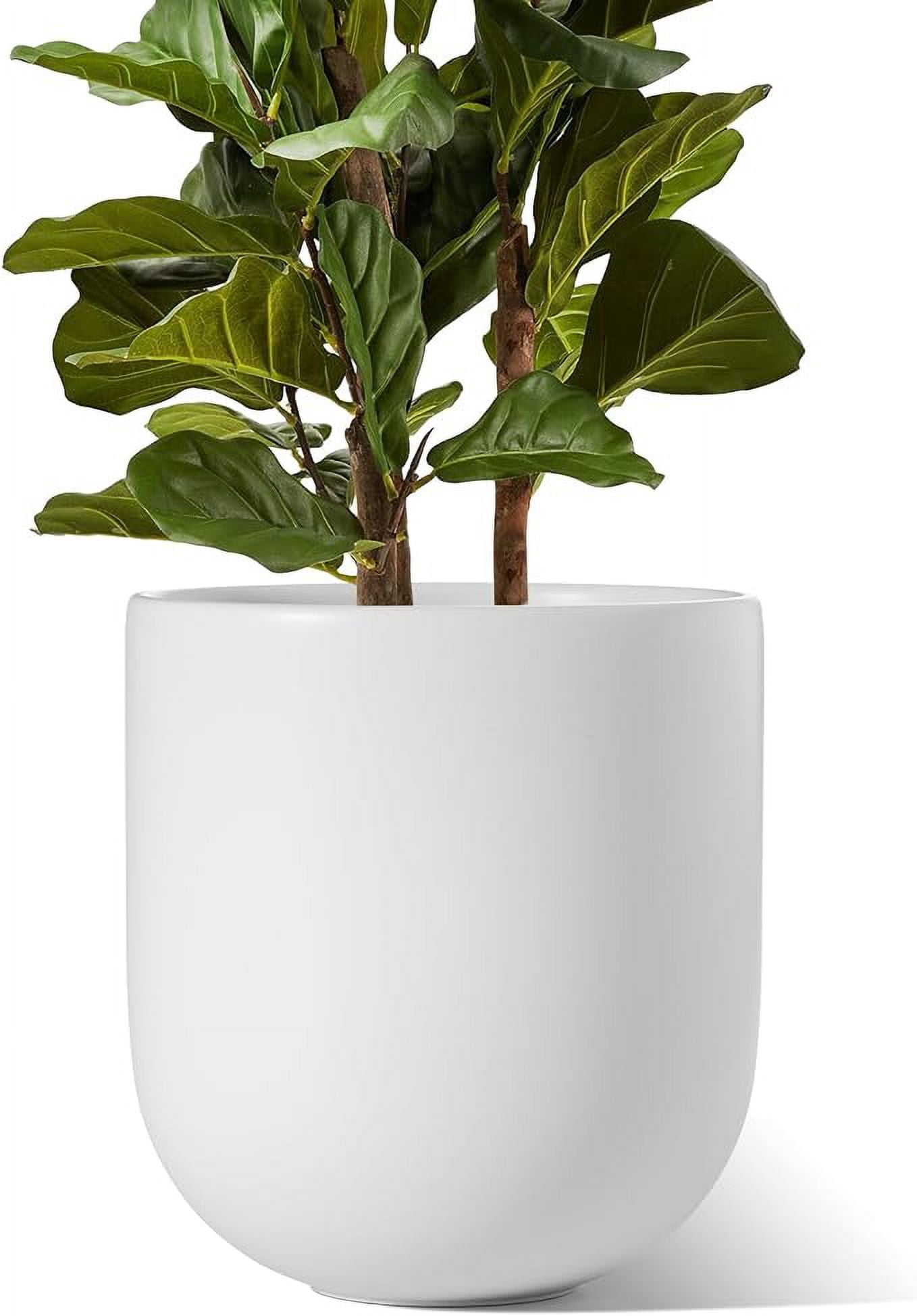 "BEMAY 12"" White Ceramic Plant Pots, Large Indoor Planter with Drain ...