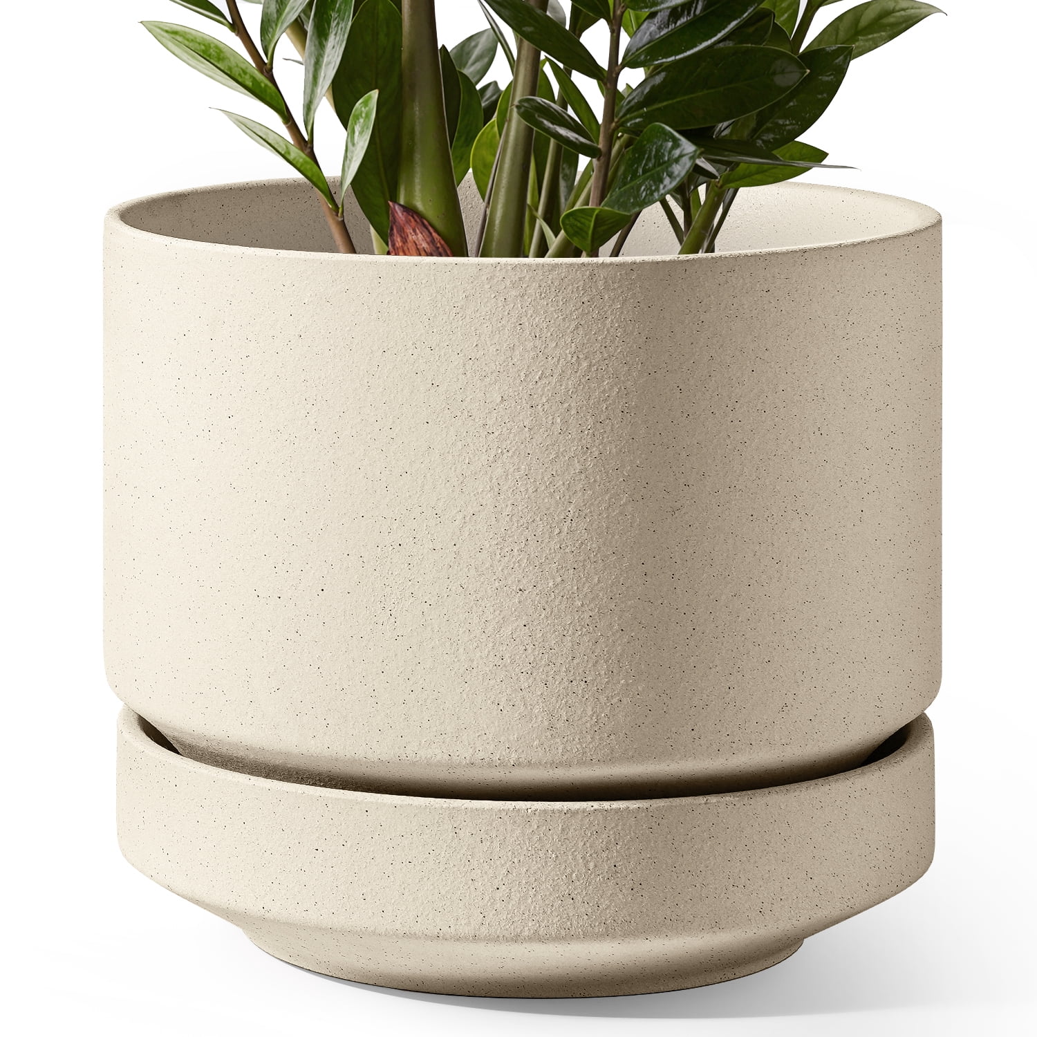 BEMAY 12 Inch Ceramic Planter with Drainage Hole & Saucer, Large Indoor ...