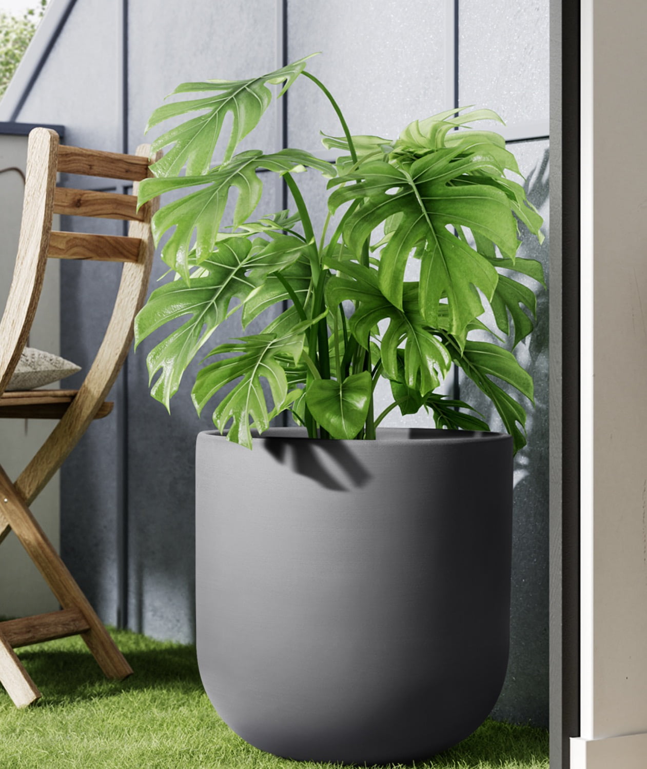 BEMAY 12" Plant Pots, Ceramic Flower Pots with Drain Holes& Plug Indoor ...
