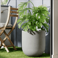 "BEMAY 12"" Gray Ceramic Planters; Outdoor & Indoor; Drainage System ...