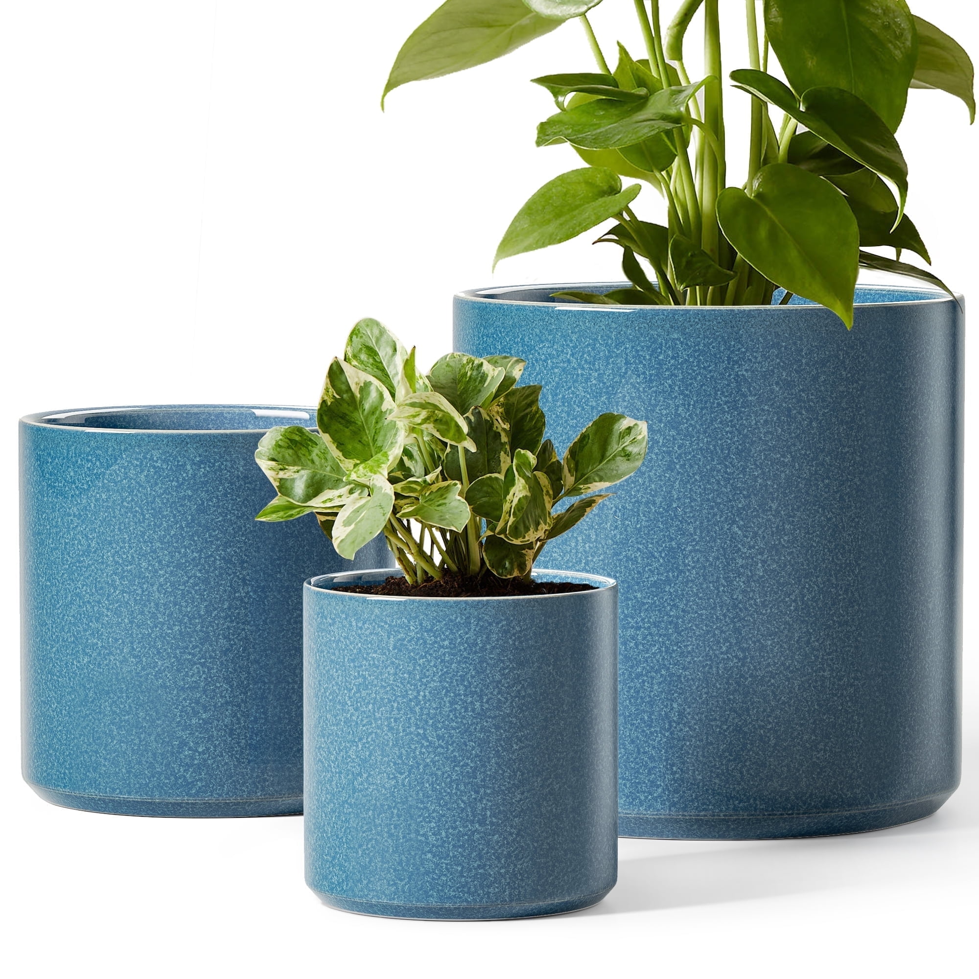 "BEMAY Modern Indoor Ceramic Flower Pots, 3 Pack (10"", 8"", 6"") with ...
