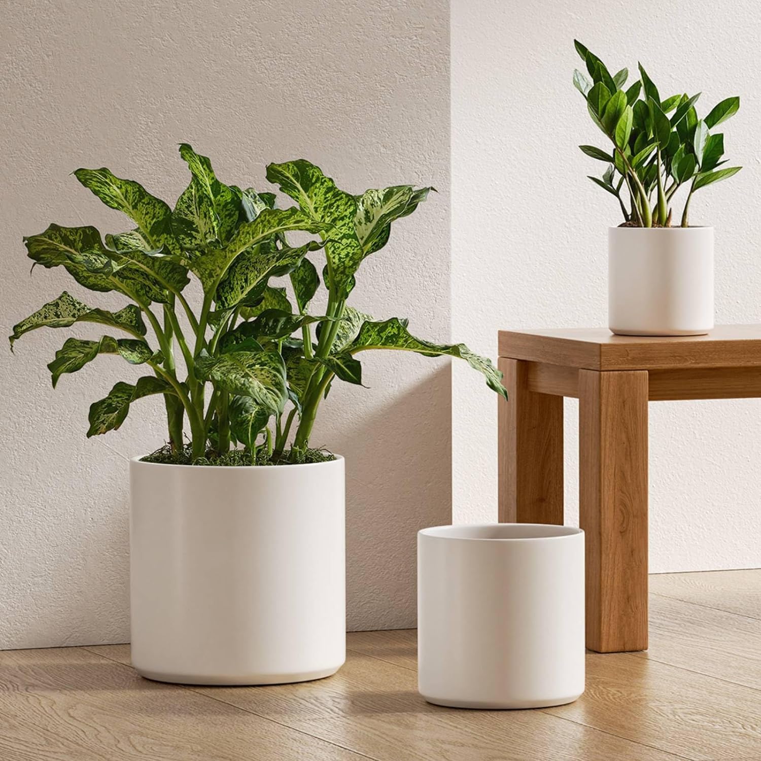 BEMAY 10/8/6 inch Plant Pots, Mid-Century Indoor Planters with Drainage ...