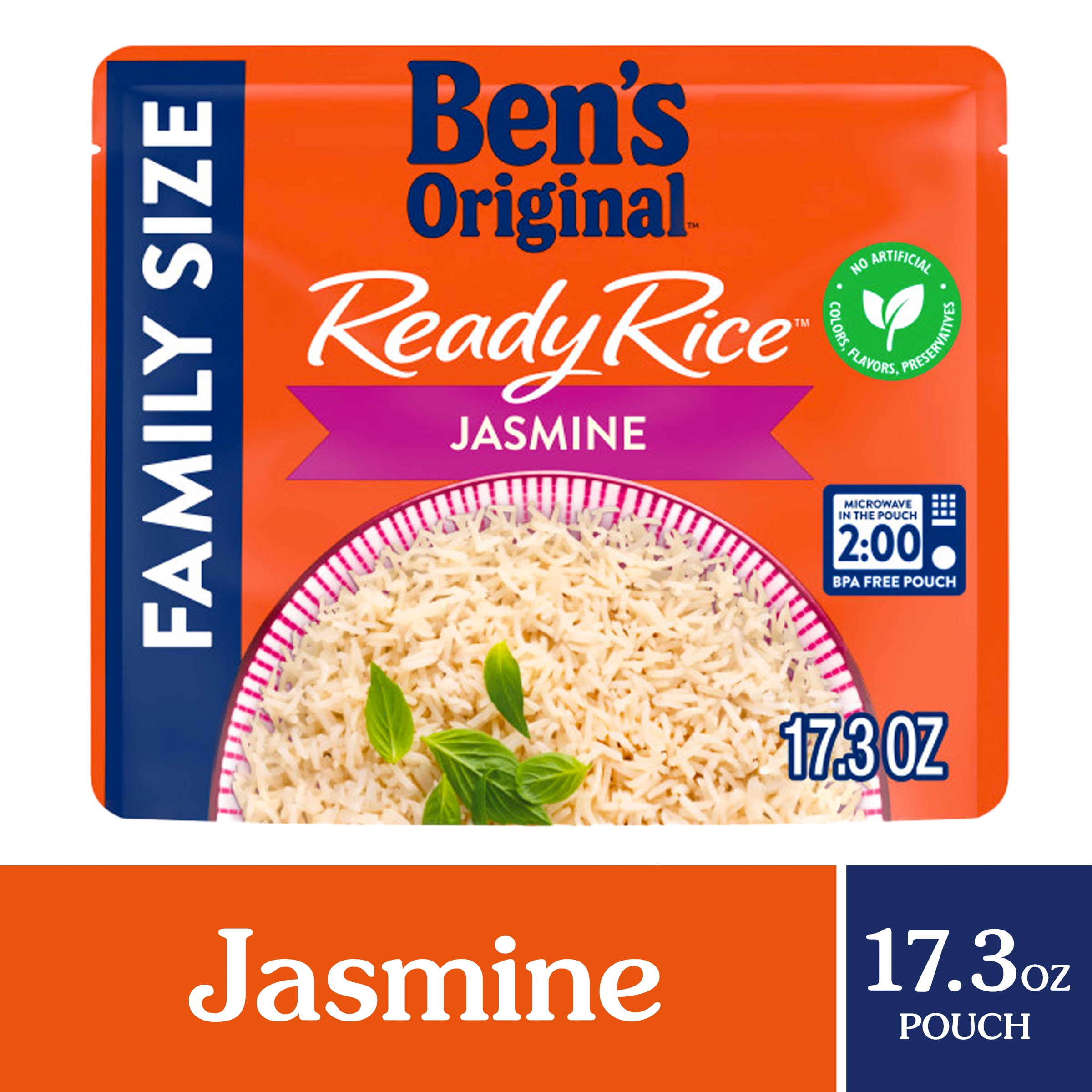 Ben's Original Ready Rice Jasmine Family Size Rice, Easy Dinner Side, 17.3 oz Pouch - Walmart.com