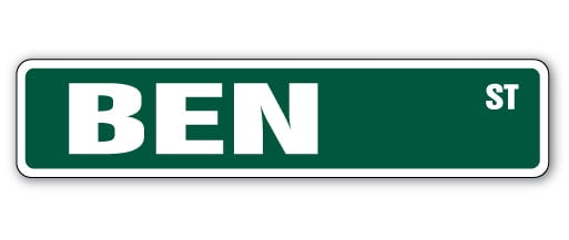 BEN Street Sign Childrens Name Room Sign | Indoor/Outdoor | 30" Wide ...