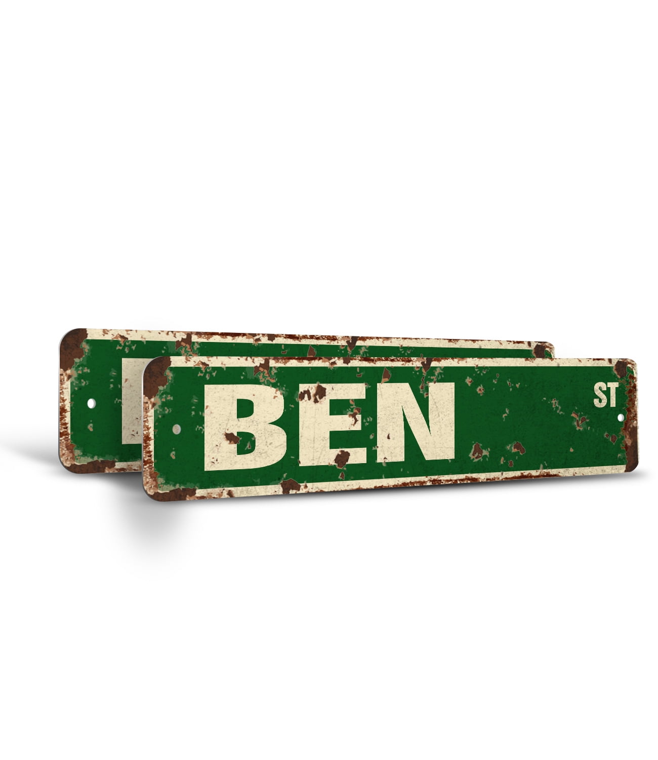 BEN Vintage Style Rustic Street Sign – (2 Pack) Childrens Name Room ...