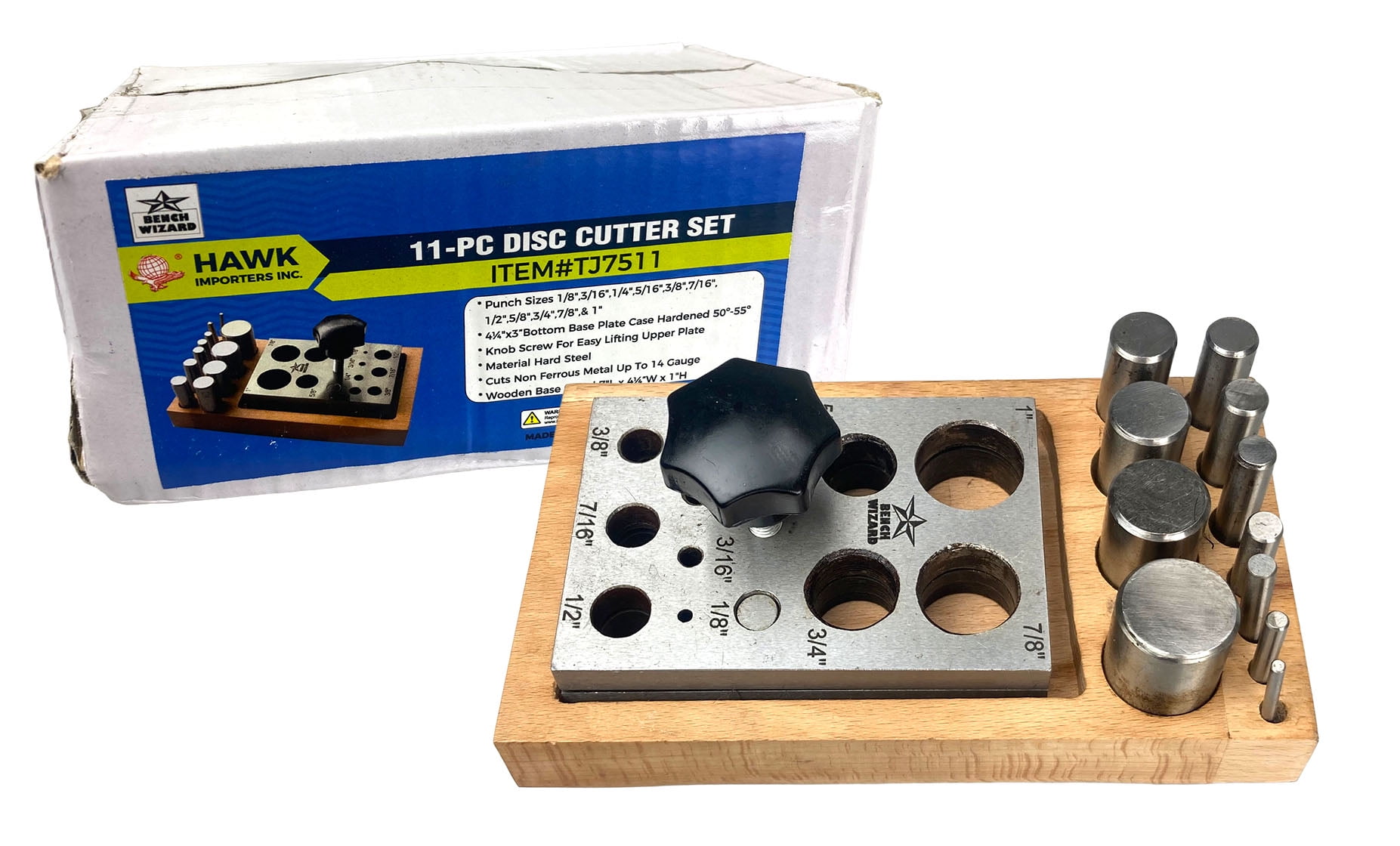 BENCH WIZARD 11 Piece Disc Cutter Set From 1/8" To 1" With Heavy Duty ...