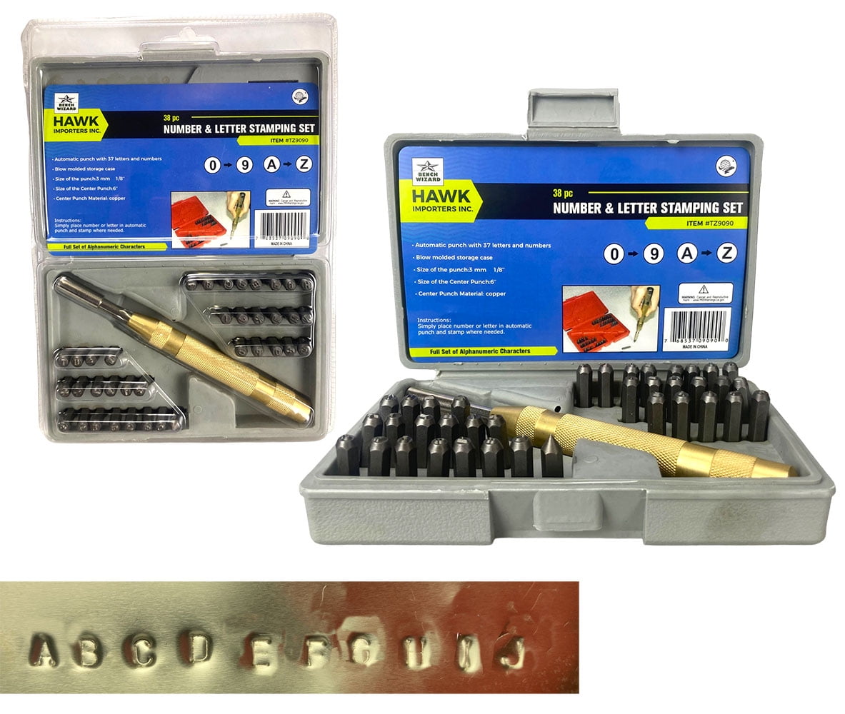 BENCH WIZARD Deluxe Number and Letter Metal Stamping Set, 38-Piece ...