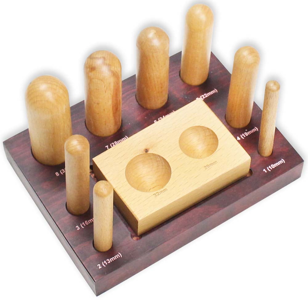 BENCH WIZARD Wood Dapping Block Set | Includes 8 Domed Punches 10mm ...