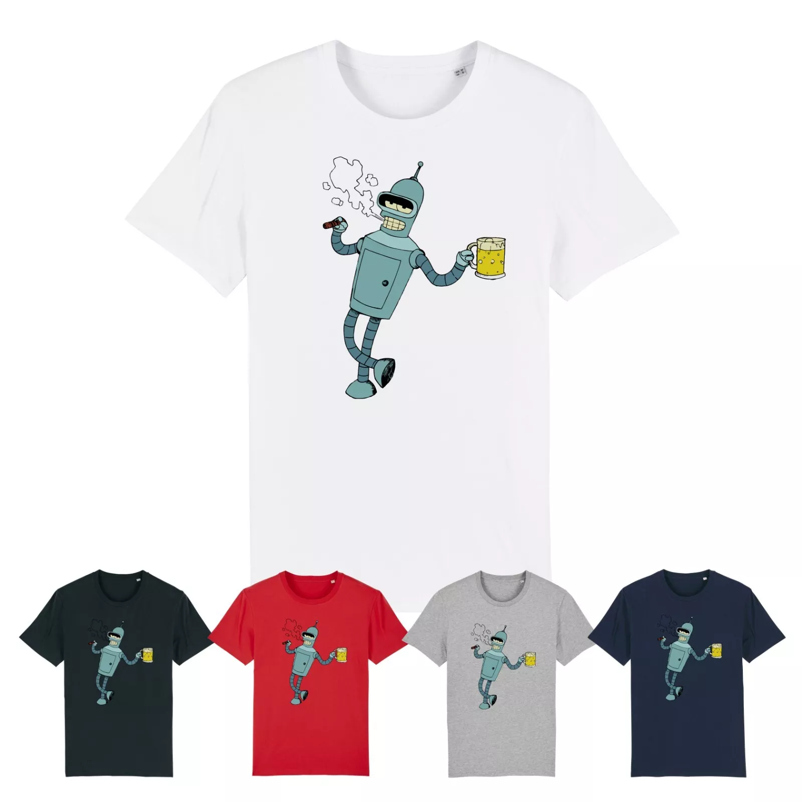 BENDER SMOKING FUNNY CARTOON T-Shirt Robot Joke Drunk Booze TV TOP ...