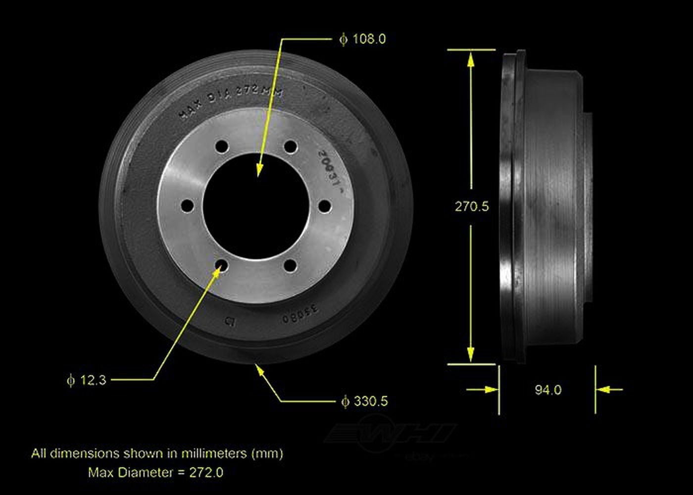 BENDIX PDR0709 Bendix Brake Drum Fits select: 1997-2001,2003-2004 ...