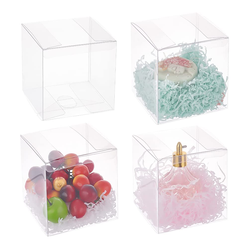 BENECREAT 20PCS Clear Wedding Favour Boxes 4.5x4.5x4.5 Square PVC ...