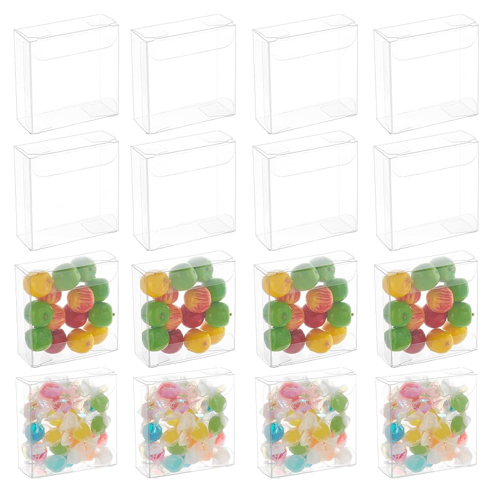 BENECREAT 20pcs Transparent Gift Boxes, 2.75x2.75x1.1inch Rectangle PVC ...