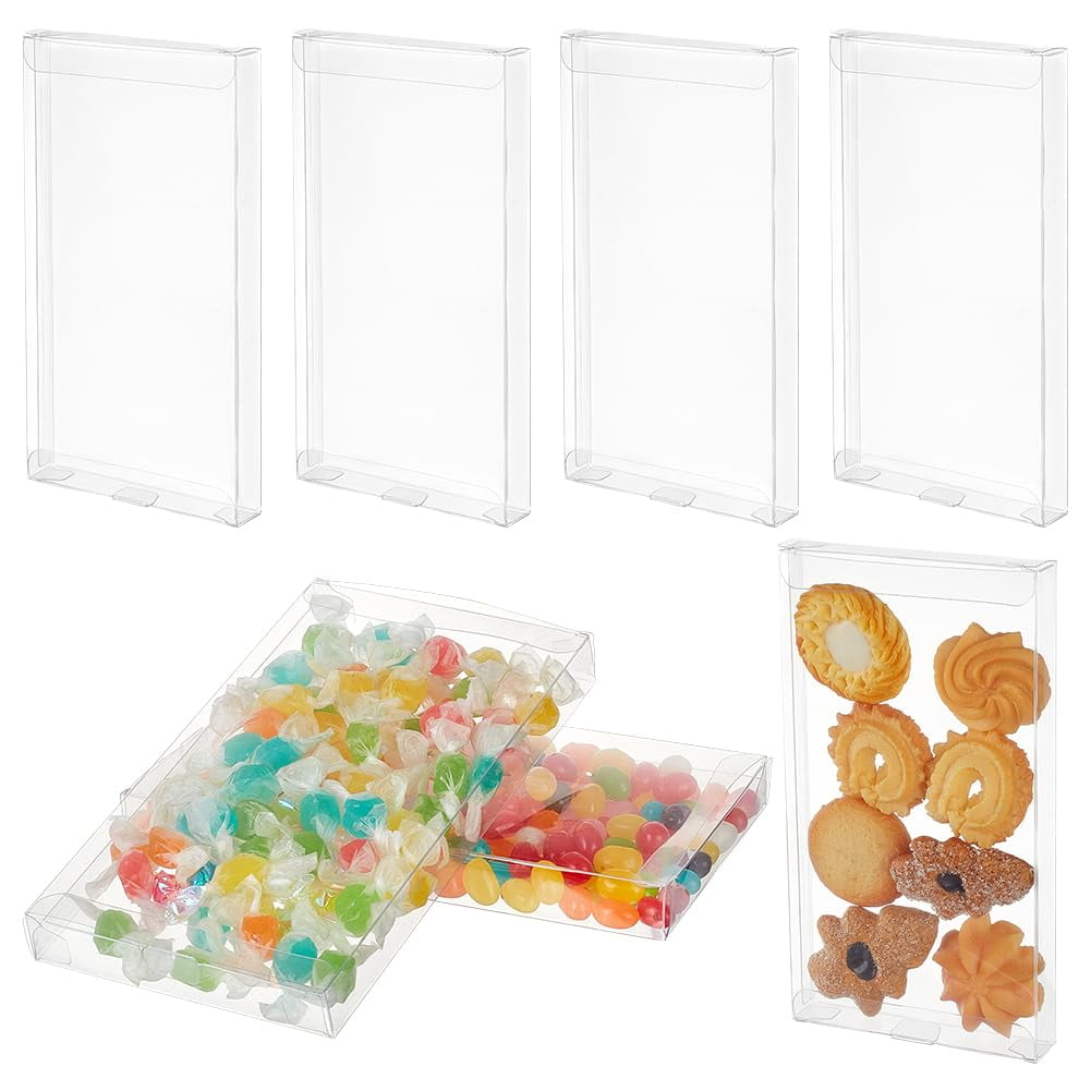 BENECREAT 30PCS 7x4x0.7 Transparent PVC Box Candy Treat Box Party Favor ...