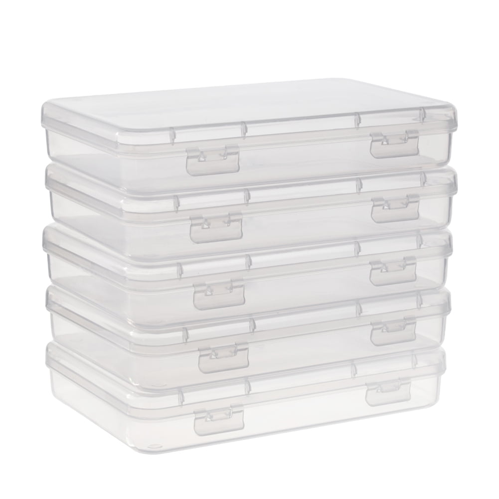 BENECREAT 5-Pack Large Clear Plastic Box: Lid Small Storage Items ...