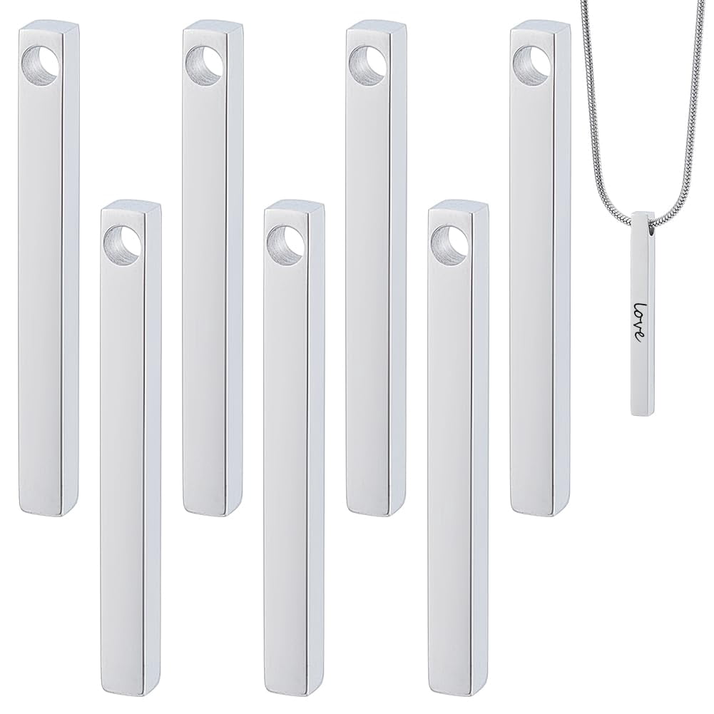 BENECREAT 8Pcs Stainless Steel Engraving Bar, AIS1 Silver Solid Blanks ...