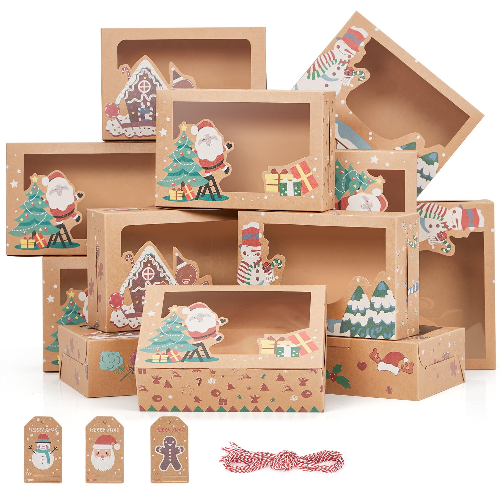 BENESKY 12 Pack Christmas Cookie Boxes with Window Christmas Pastry ...