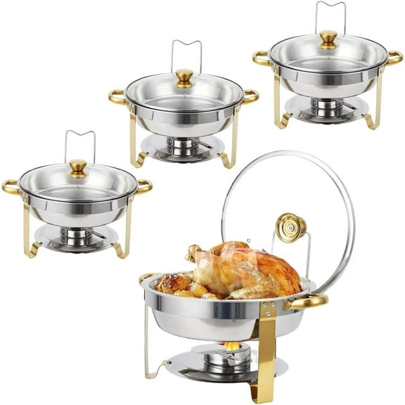 Chafing Dish Buffet Set 2 Pack 5 QT, Stainless Steel Round Chafing ...