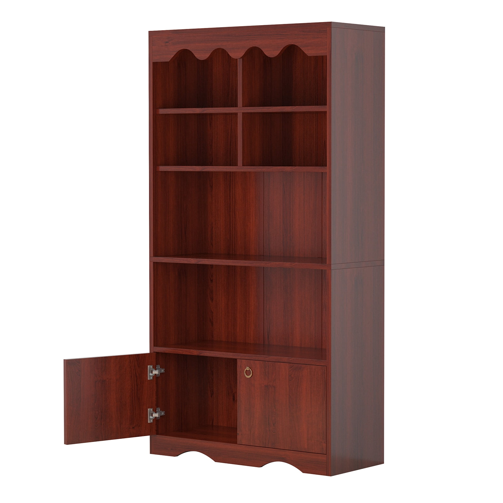 BENESKY 5 Tier Open Bookcase and Bookshelf, Modern Bookcase with Doors ...