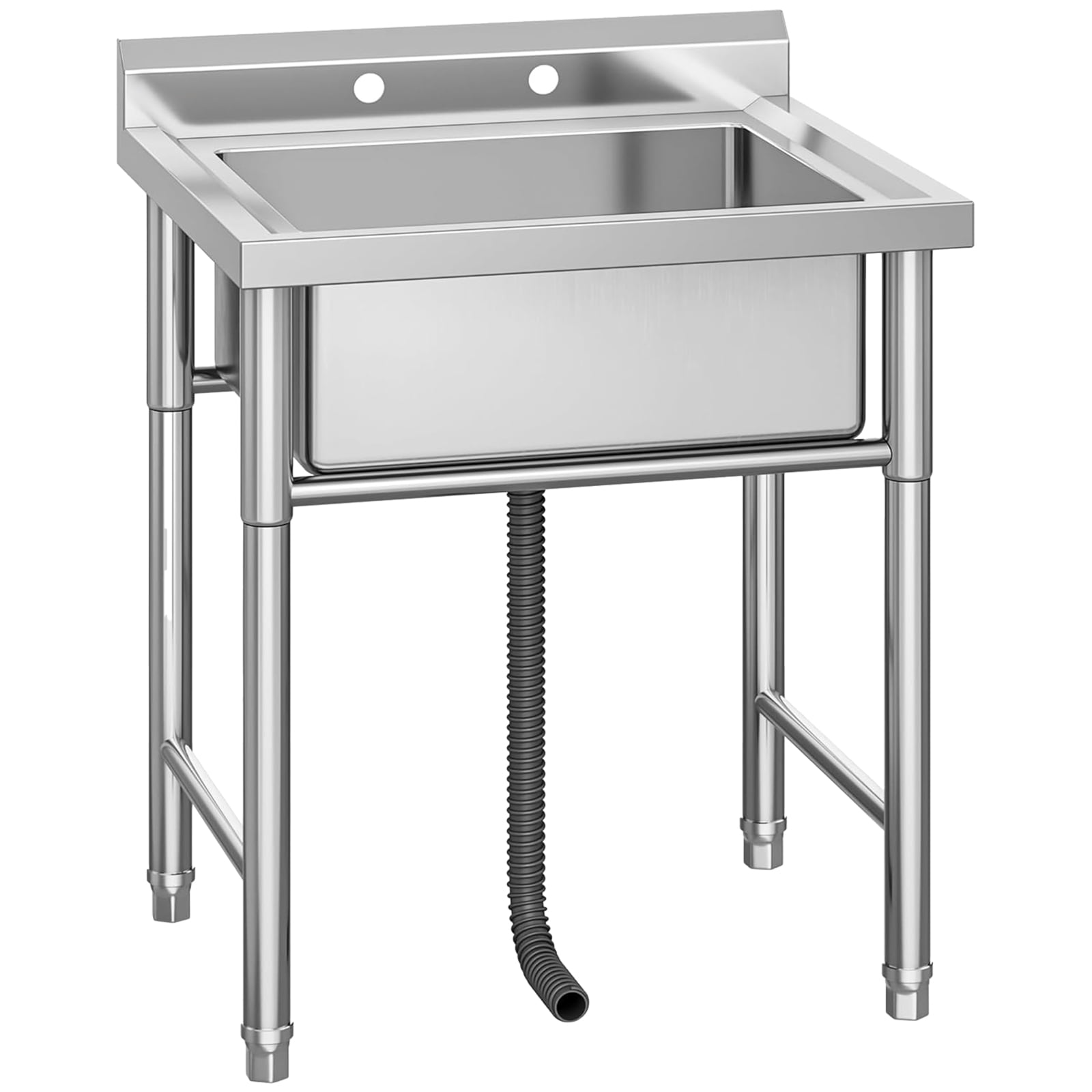 BENESKY Freestanding Stainless-Steel Single Bowl Commercial Sink ...