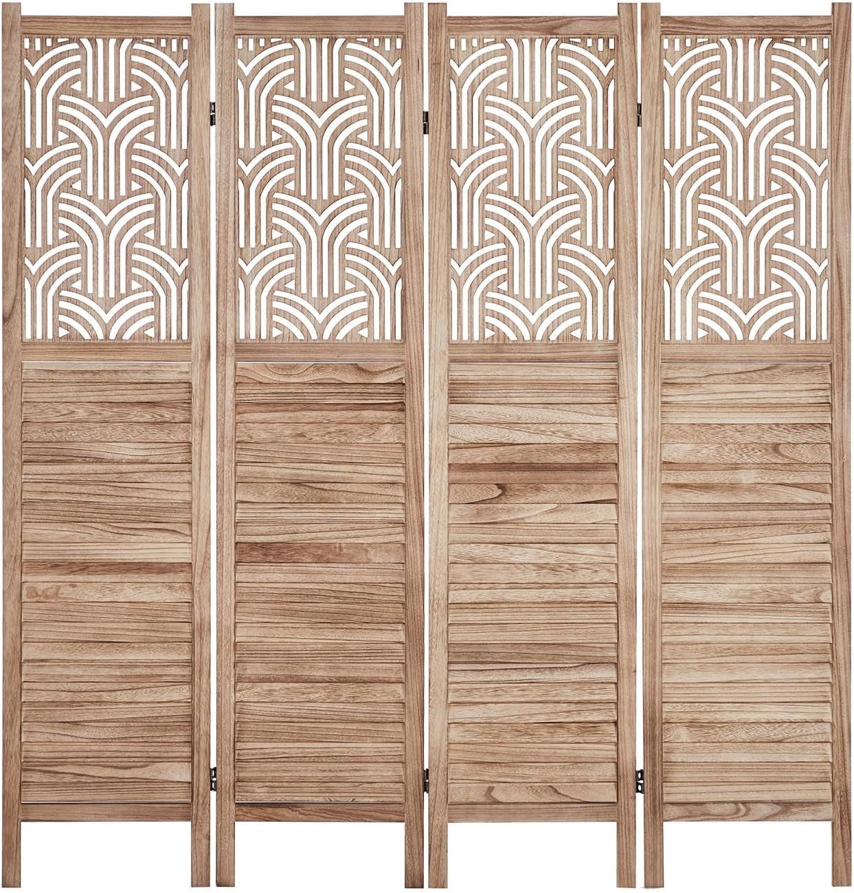 BENESKY Room Dividers and Folding Privacy Screens, Wood Louvered ...