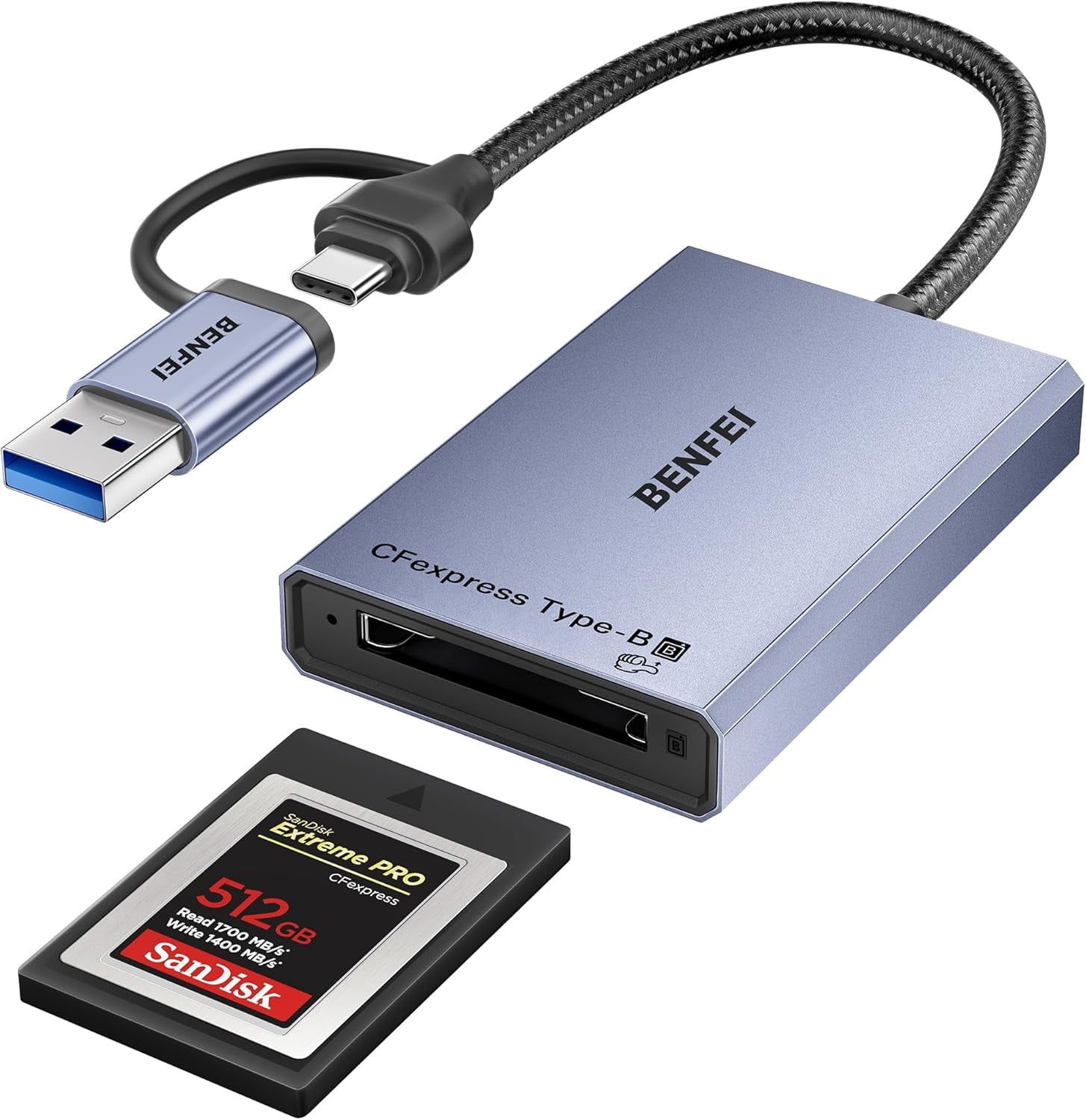 BENFEI CFexpress Type B Card Reader with USB 3.2 (Gen 2) 10Gbps, USB-C ...