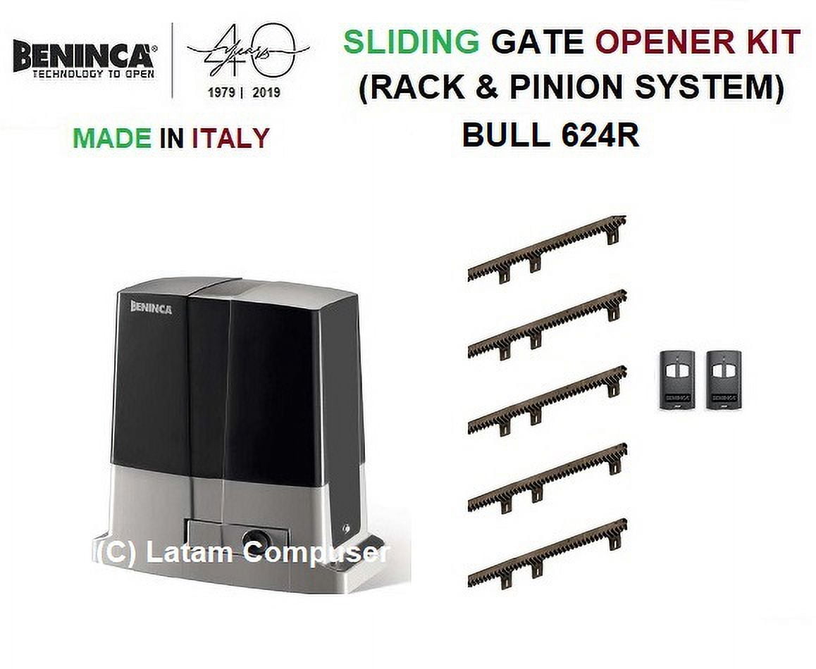 BENINCA SLIDE GATE OPENER / OPERATOR BULL 624R KIT (1 BULL 624R, 2 LONG-RANGE REMOTE CONTROLS ...