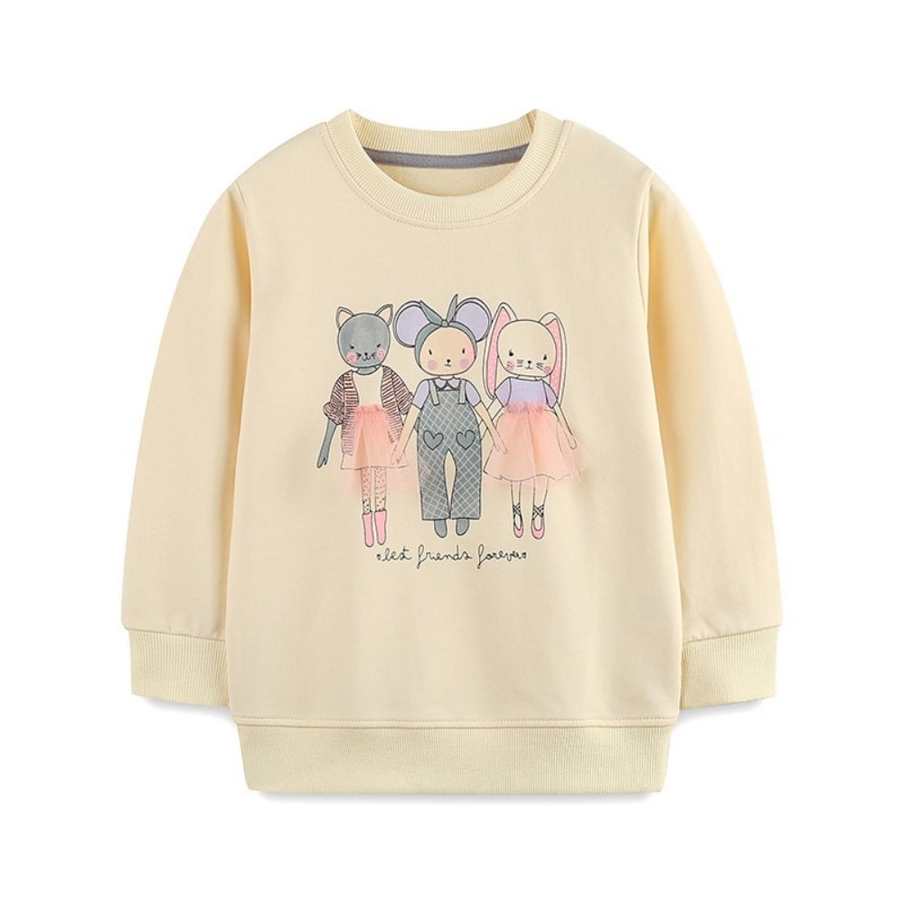 BENJAMJAM 2-7Y Beige Crew Neck Sweatshirt 3 Bunny Characters with ...