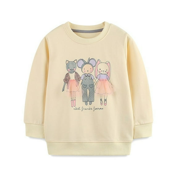 BENJAMJAM 2-7Y Beige Crew Neck Sweatshirt 3 Bunny Characters with ...