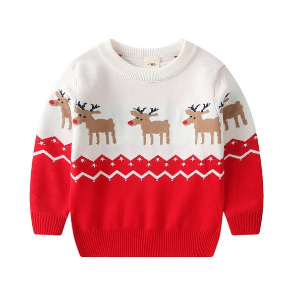 BENJAMJAM 3-8Y Sled Deer White Bearded Elderly Pattern Sweater Cartoon ...