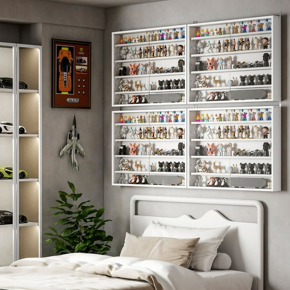 BENJM 5-Tier Glass Display Cabinet with 4 Adjustable Shelves, White ...