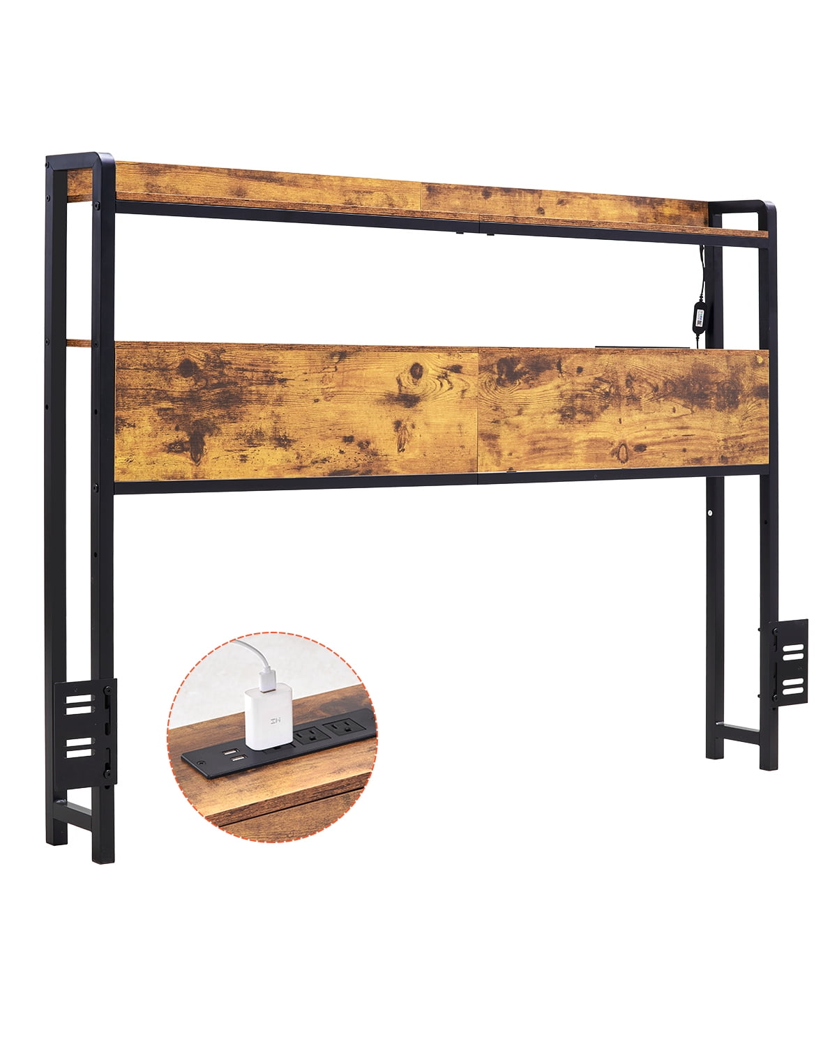 BENJM Headboard, Headboard with 2 Outlets and 4 USB Ports, Adjustable ...