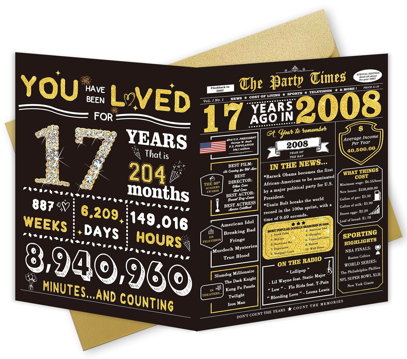 BENNLOOS Happy 17th Birthday Cards Gifts AIS1 for Son Daughter, Big ...