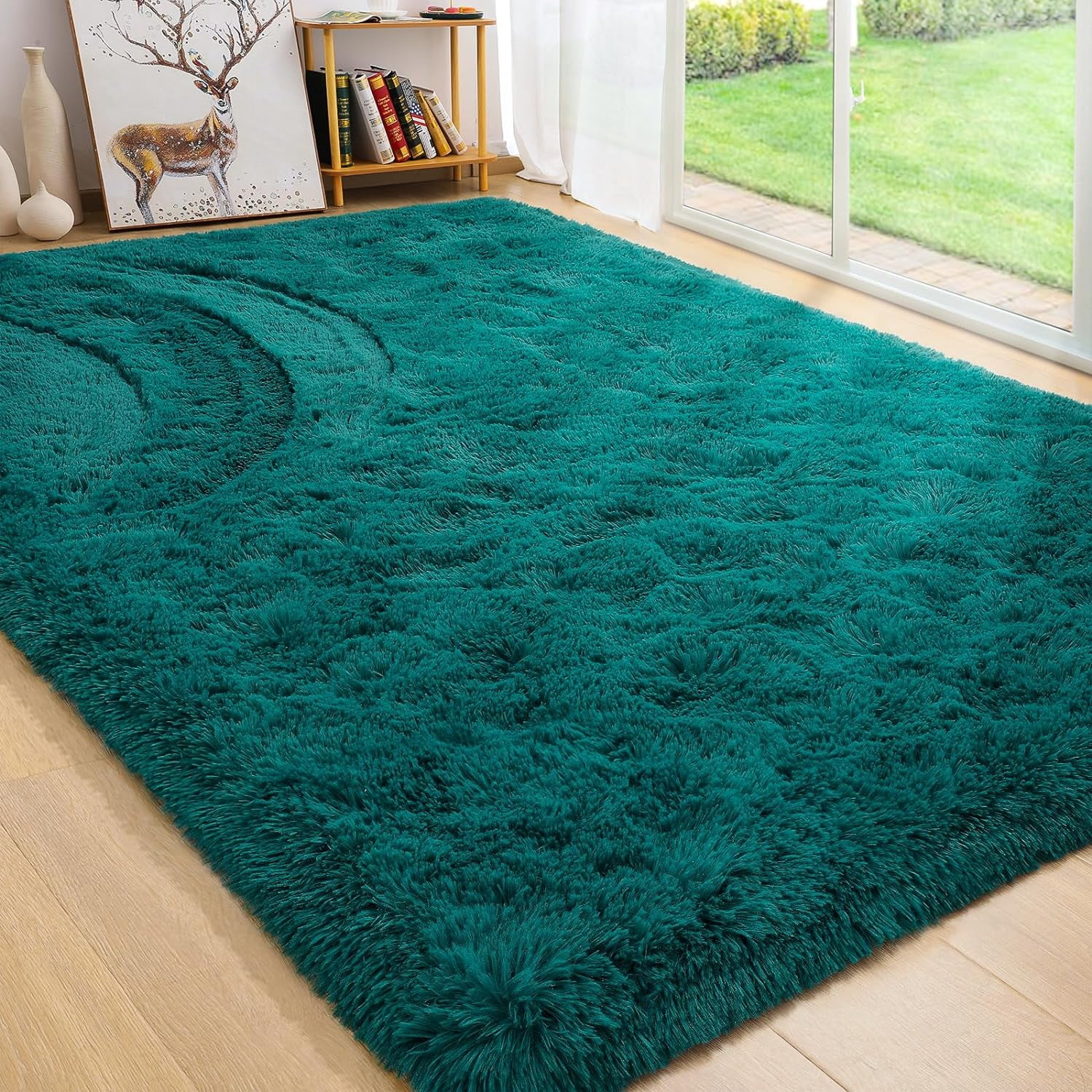 BENRON Fluffy Beige Shag Rug 4x6 for Living Room, Bedroom, Kids Room ...