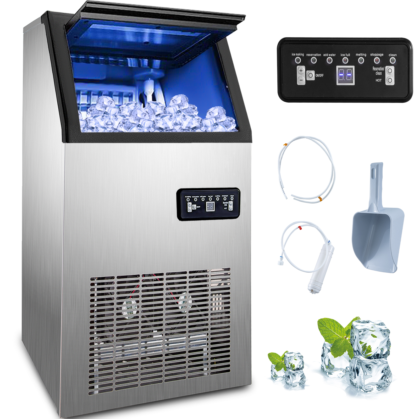 Built-in Portable Auto Commercial Ice Maker for Restaurant Bar 130lb ...