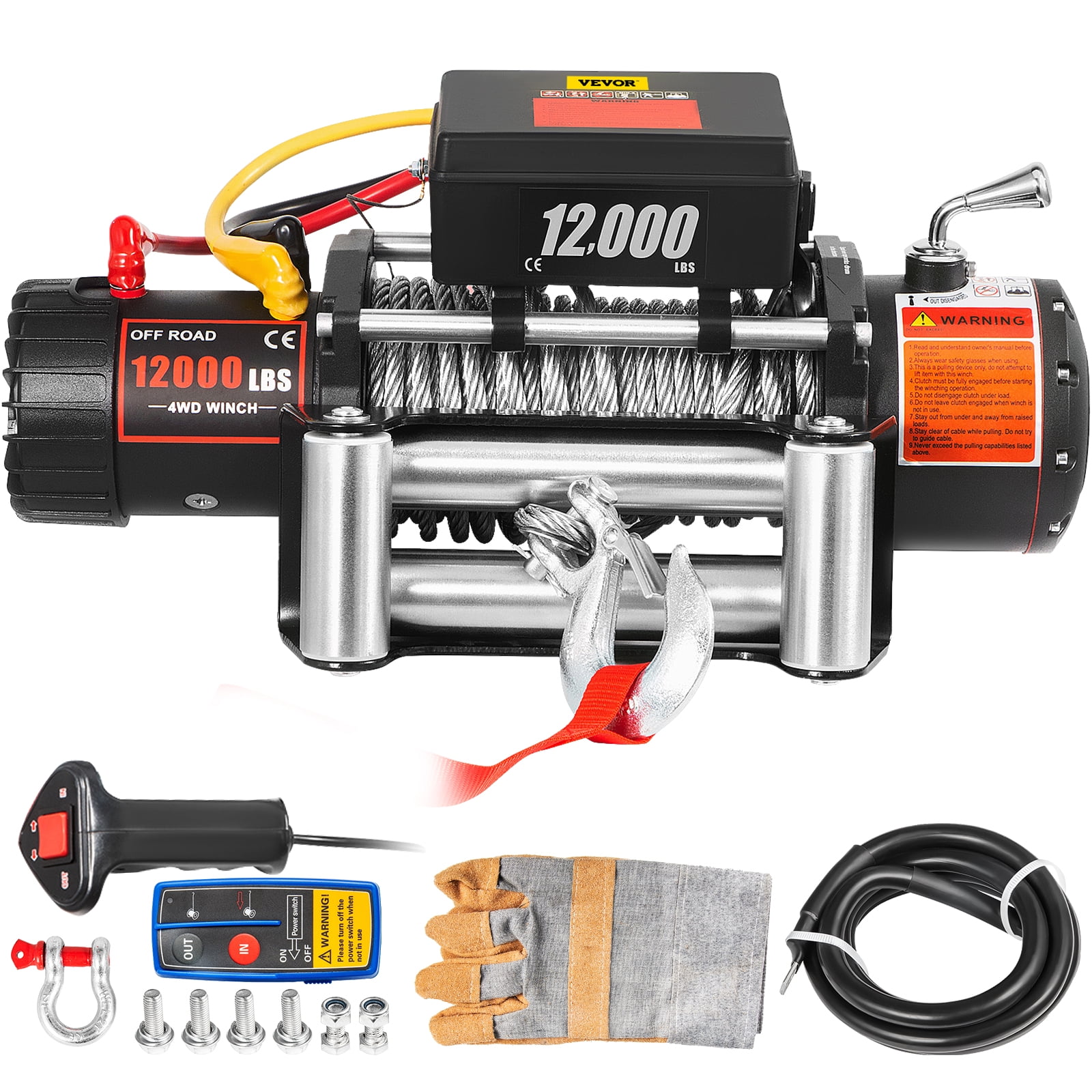 BENTISM 12000LBS Electric Winch 12V Steel Cable Off-road ATV UTV Truck ...