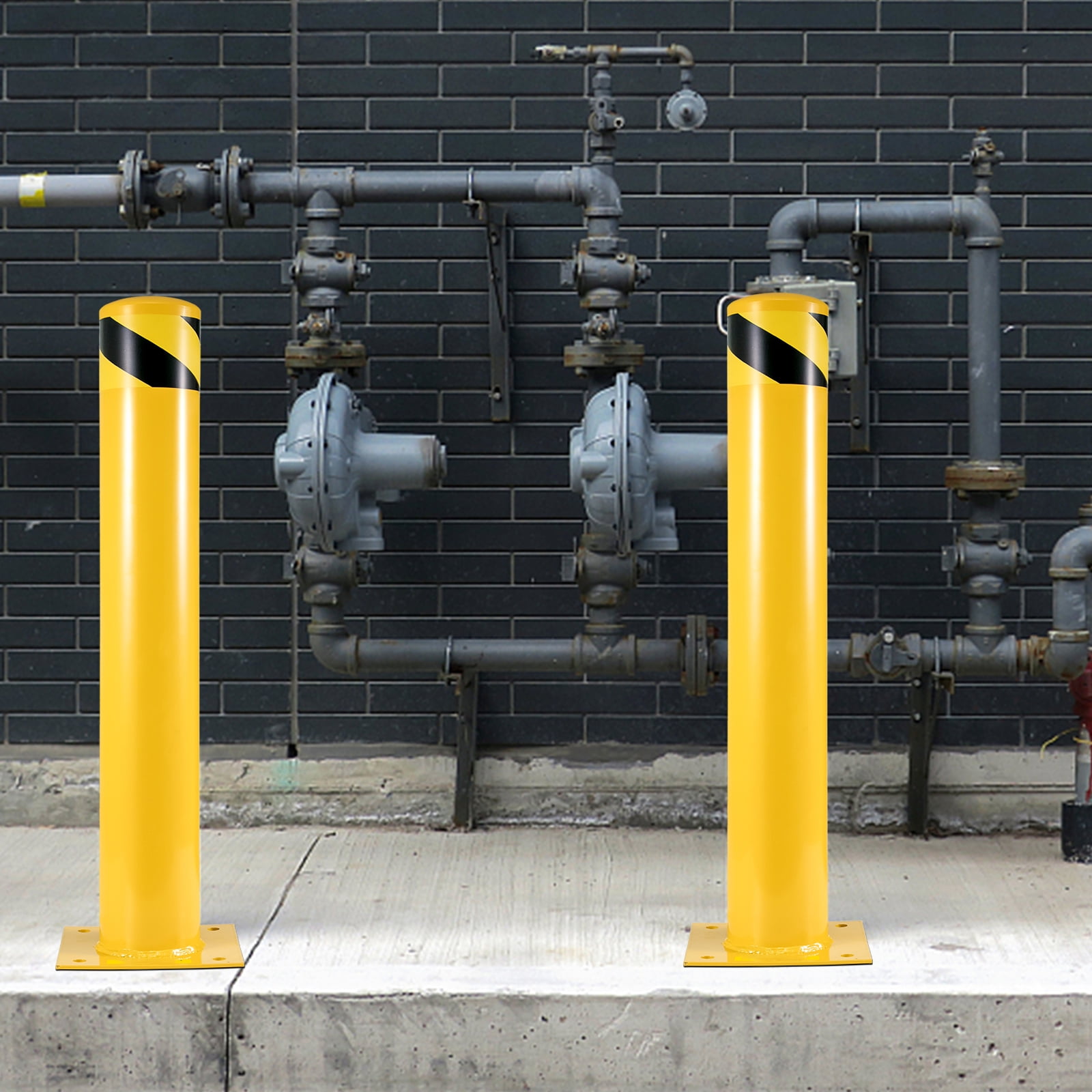 VEVOR 2 PCS Safety Bollard Steel Bollard Post Yellow Pipe Steel Barrier ...