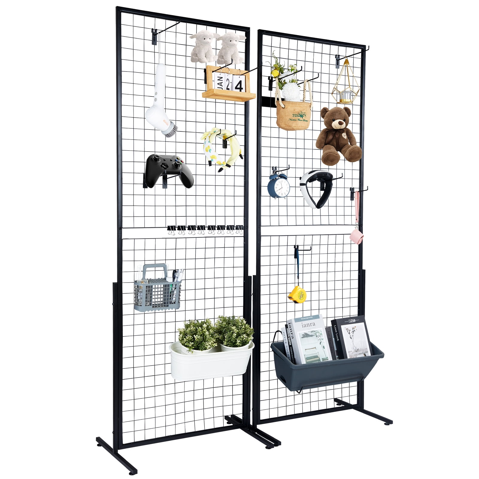 BENTISM 2'x5.6' Grid Wall Tower, 2-Pack Display Racks with T-Base ...