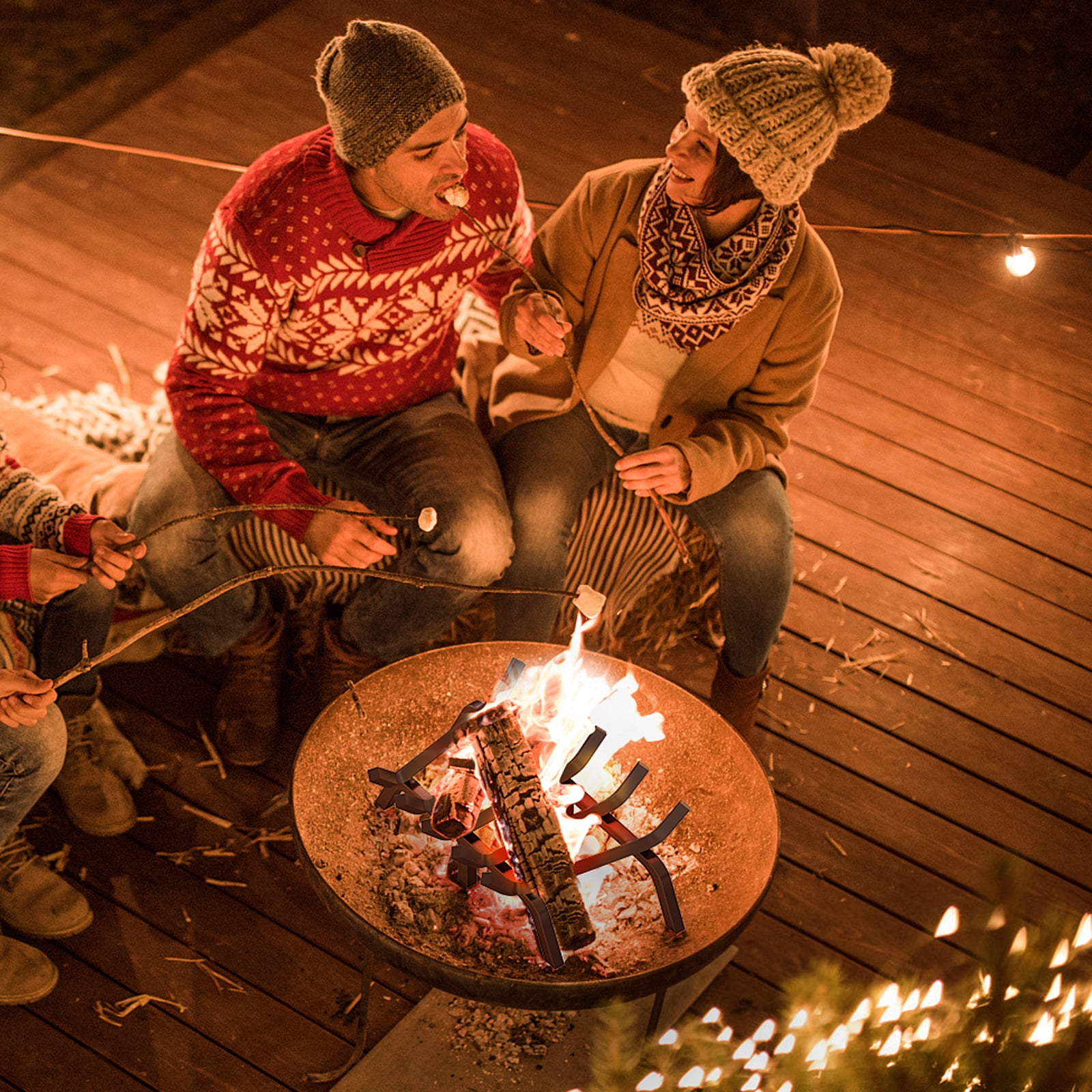 BENTISM 21 inch Fireplace Log Grate Powder-coated Steel wood Burning ...