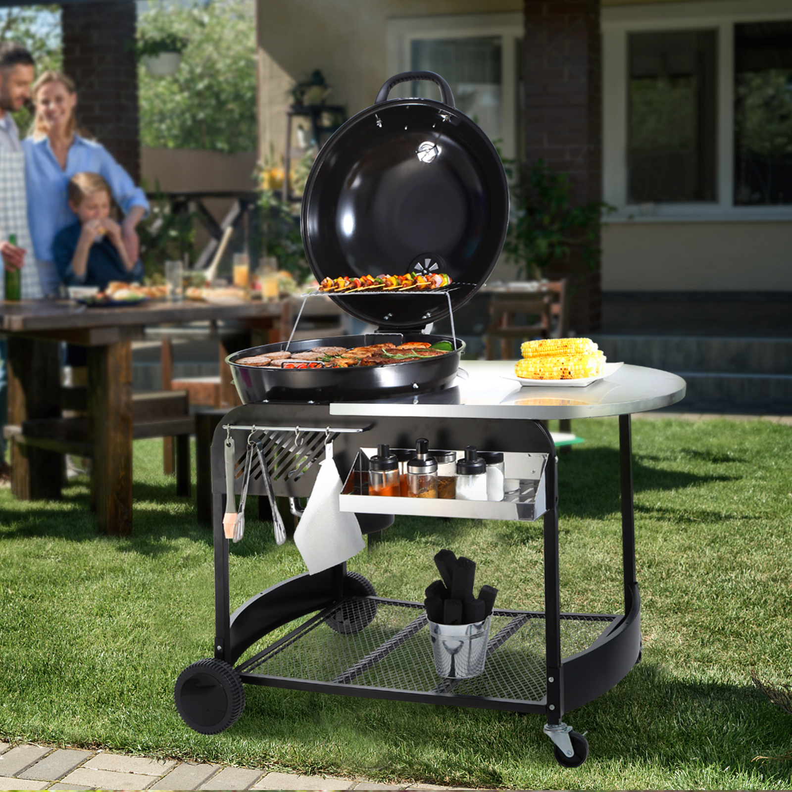 PRO CART Charcoal Kettle Grill, Black - Walmart.com