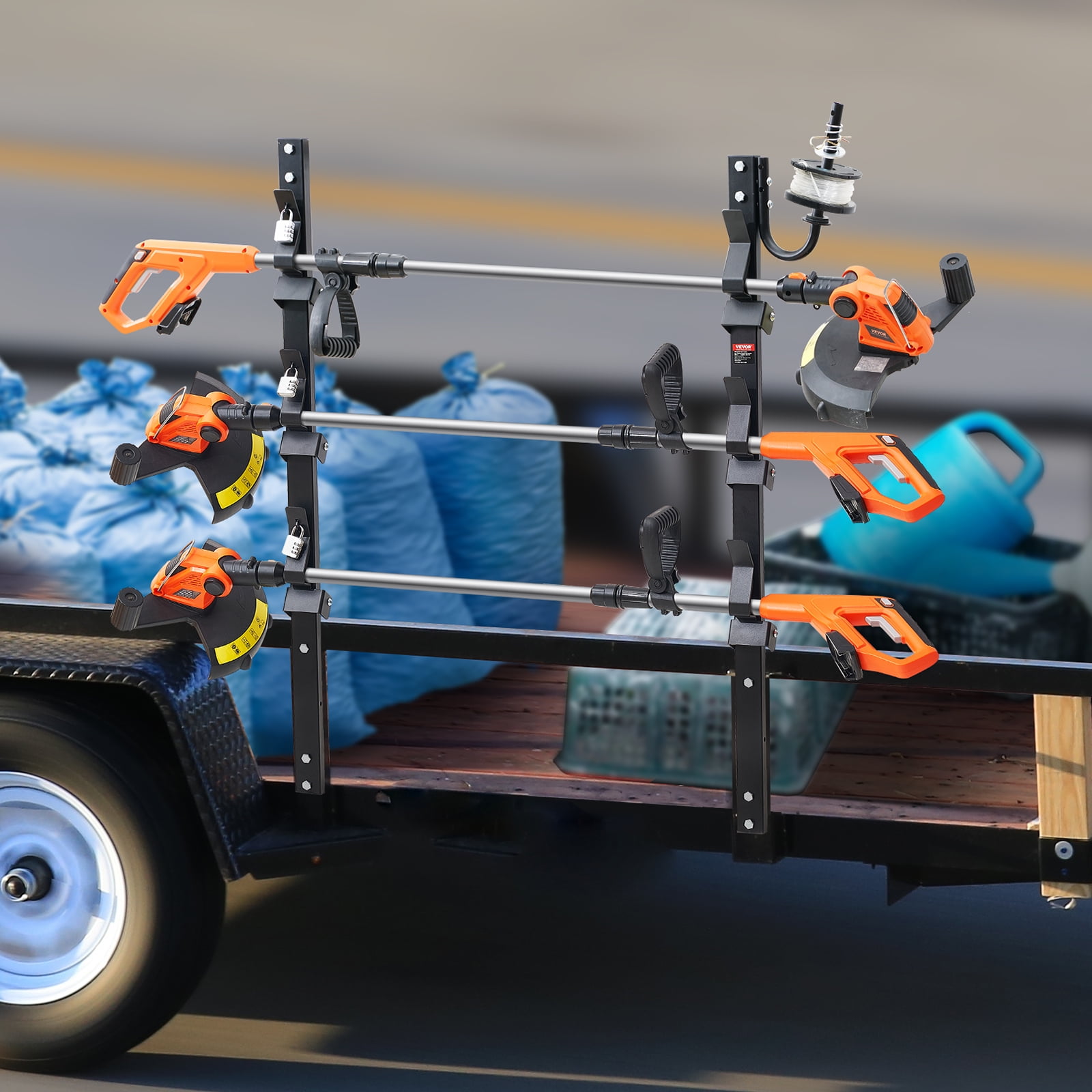 BENTISM 3-Place Weeder Trimmer Rack Holder for Open Landscape Trailer ...