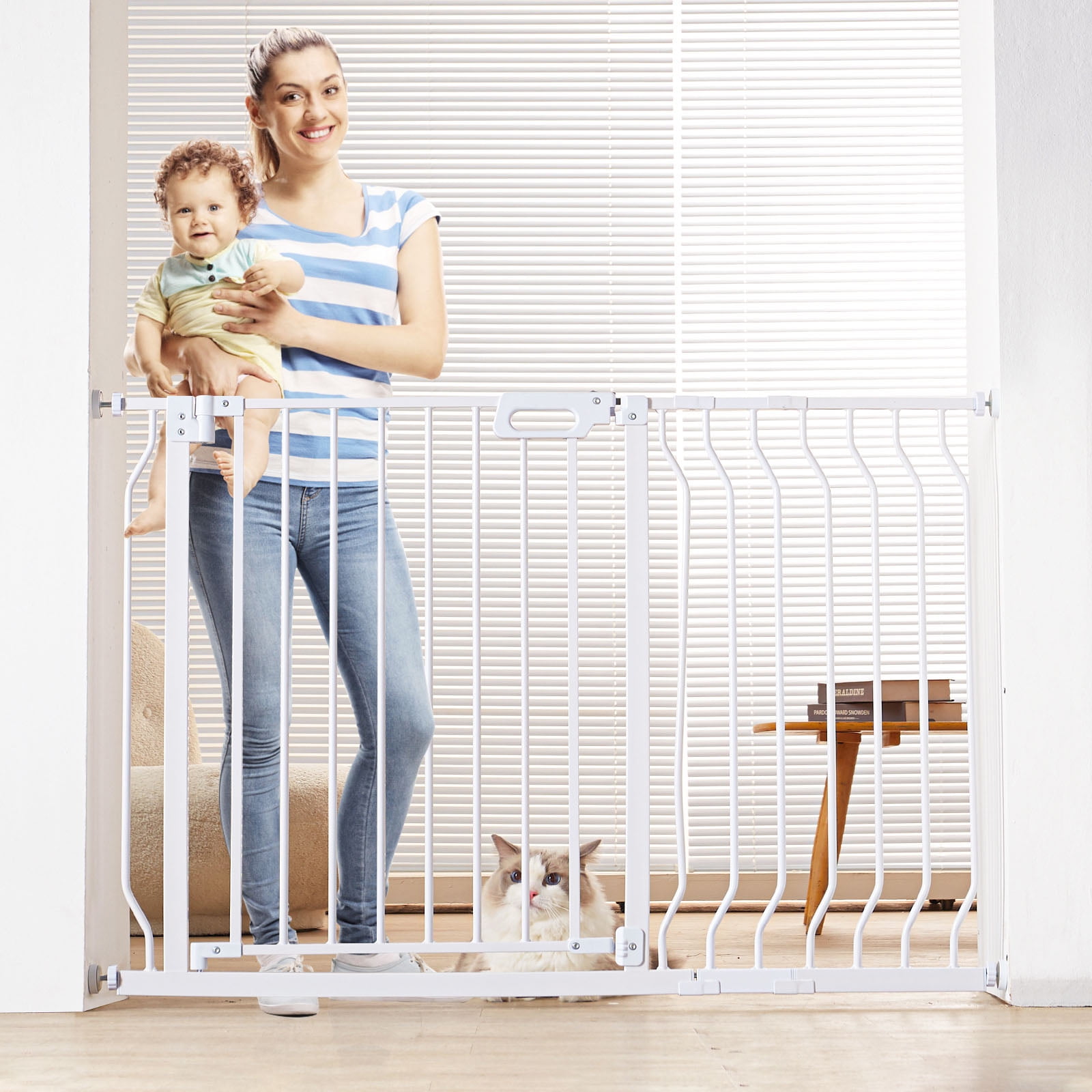 BENTISM Extra Tall Baby Gate, 30" Tall x 29.5" to 48.4" Wide, White ...