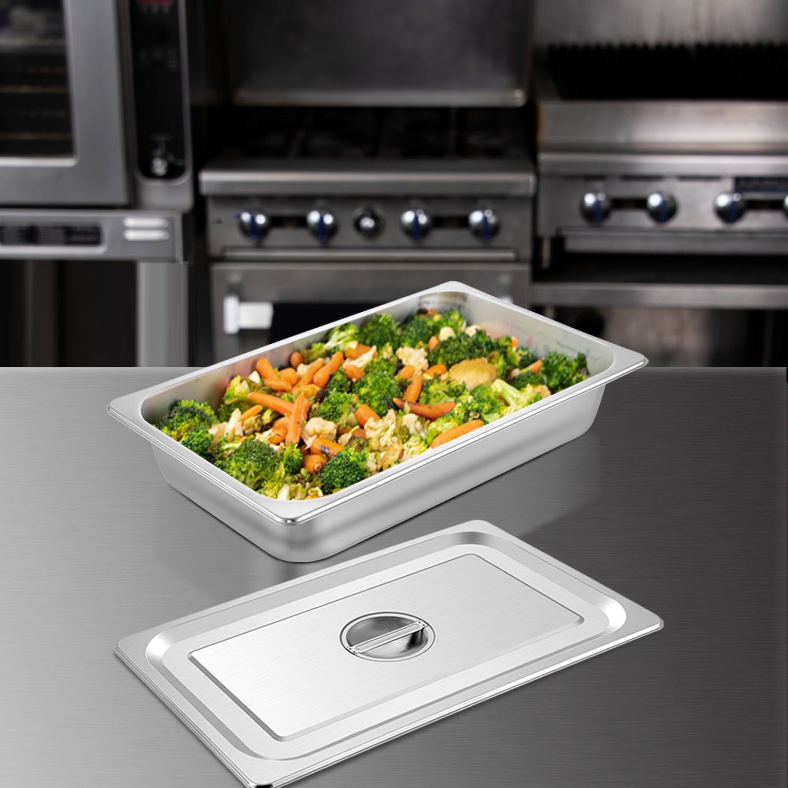 BENTISM 4" Deep Stainless Steel Steam Table Pan with Lid 13 L/13.7 ...