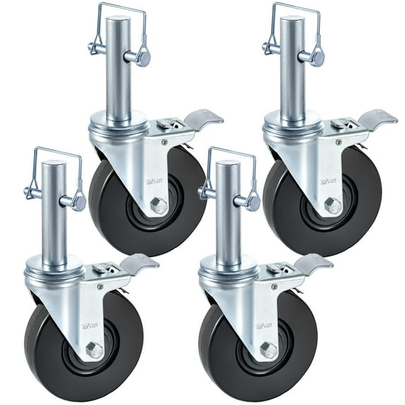 VEVOR 4 Pack 5" Heavy Duty Scaffolding Rubber Swivel Caster With Dual ...
