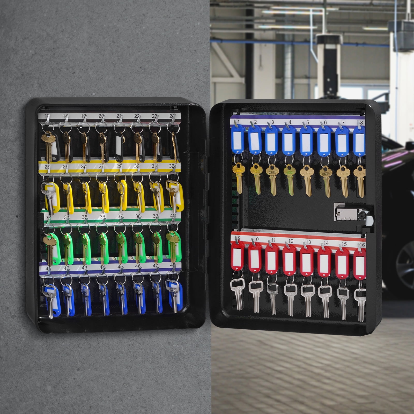 BENTISM 48-Key Cabinet Key Safe with Combination Lock & Keys Adjustable ...