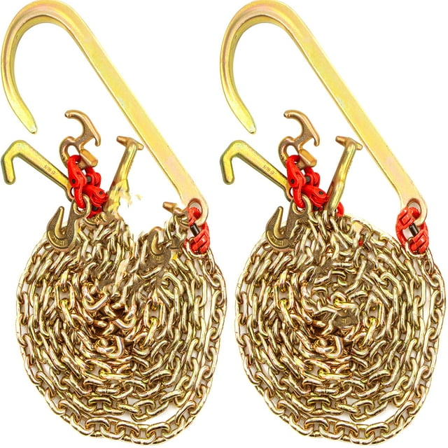 BENTISM Safety Load J Hook Tow Chain, 5/16"x10' Long Shank w/ 15" Large ...