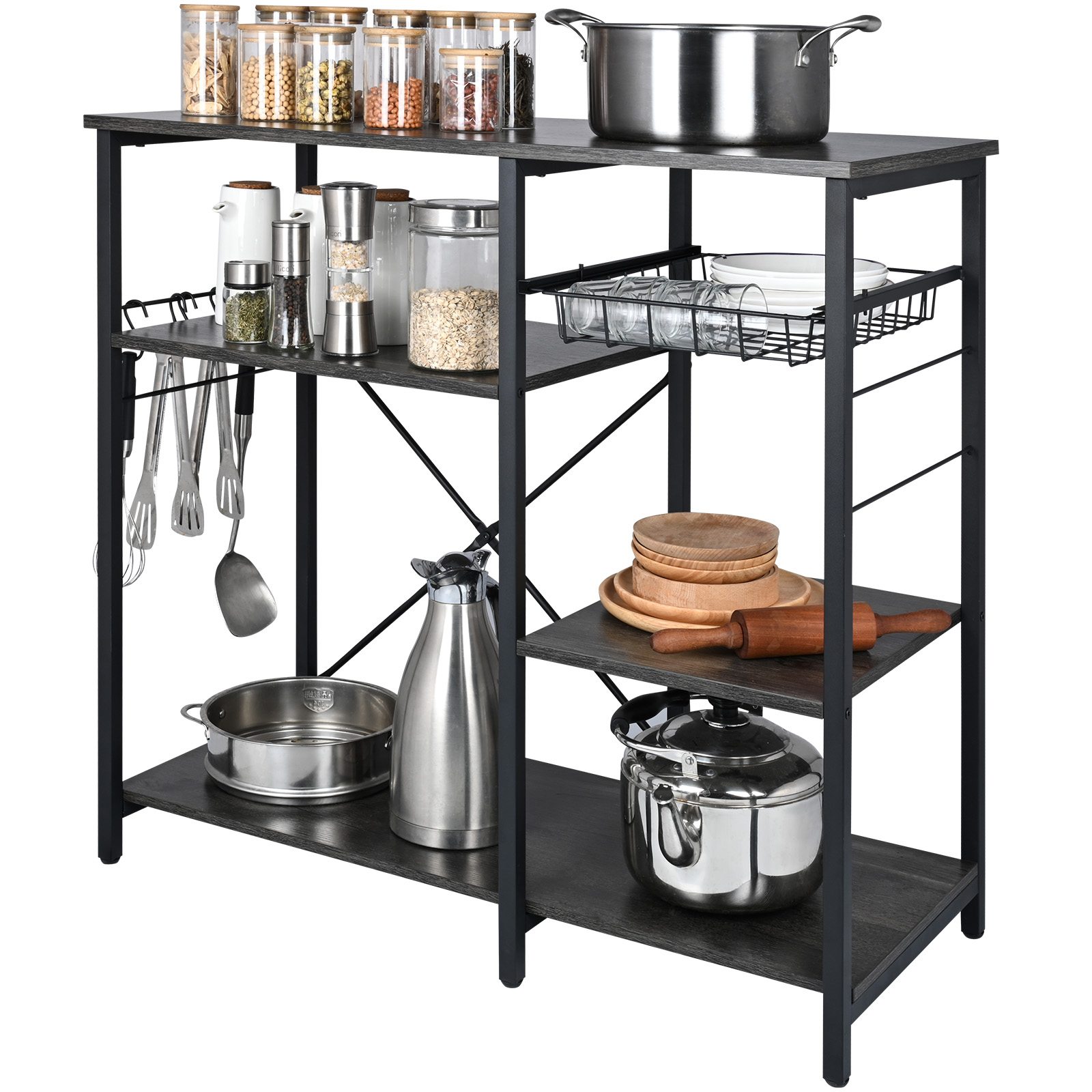 Tribesigns Kitchen Bakers Rack with Storage,5-Tier Microwave Oven Stand ...