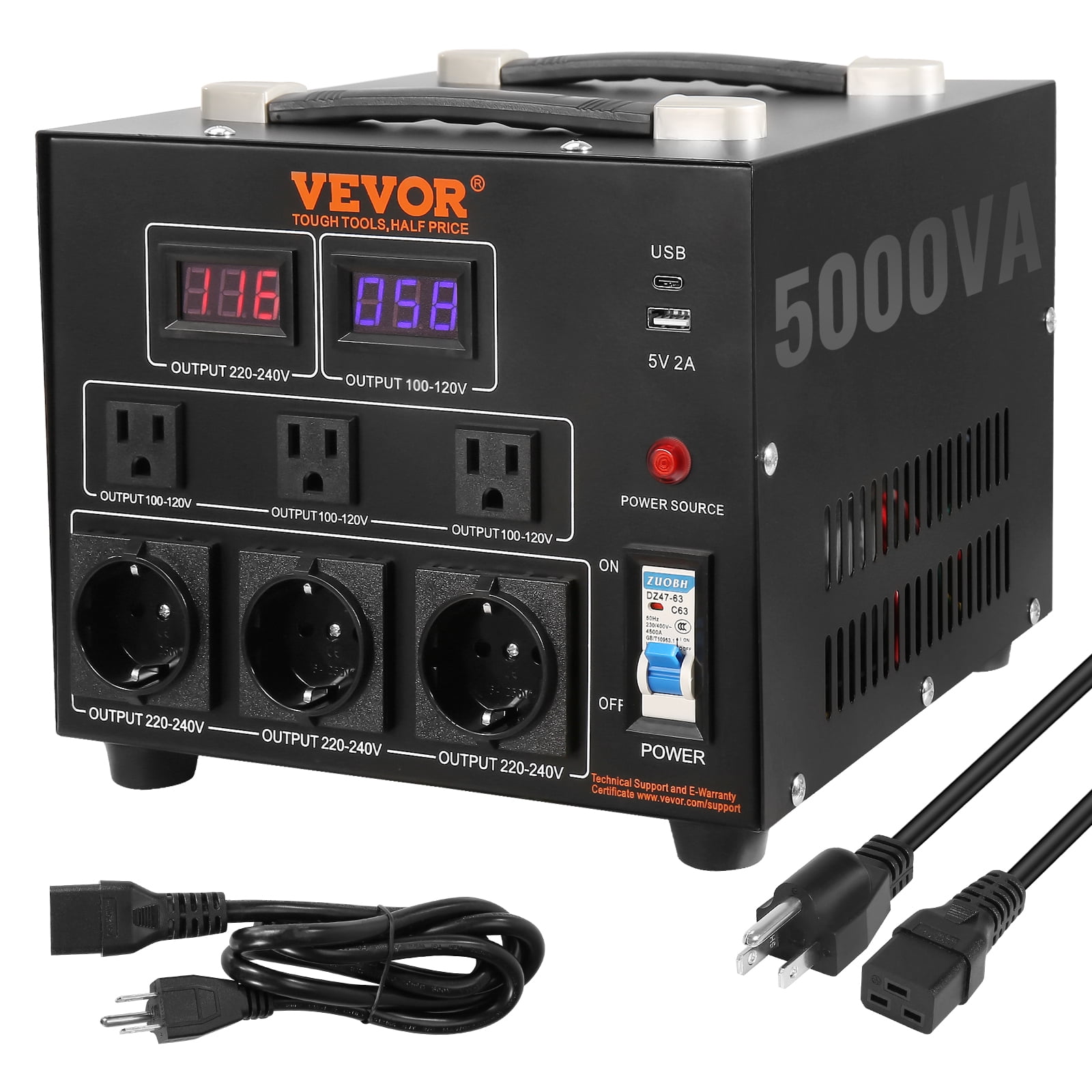 BENTISM 5000W Step Up/Down Converter, 110-220V, Power Adapter, US/EU ...