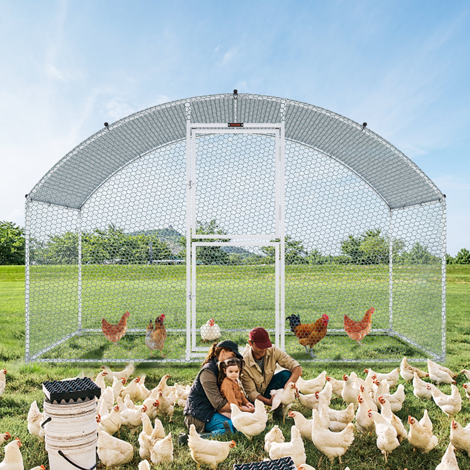 BENTISM Large Metal Chicken Coop Run, 6.6x9.8x6.6 ft, Outdoor Walk-in ...