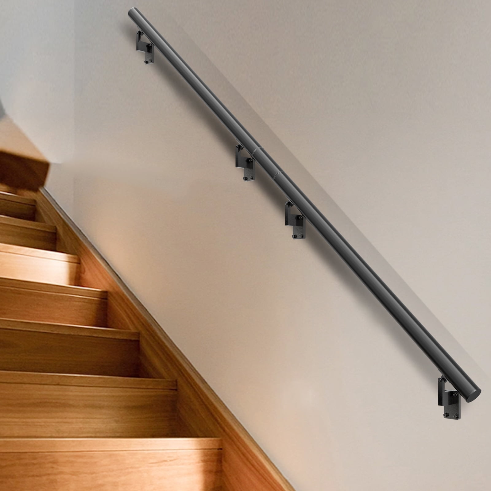 BENTISM 7 ft Wall-Mount Handrail Stair Railing Aluminum Alloy w ...
