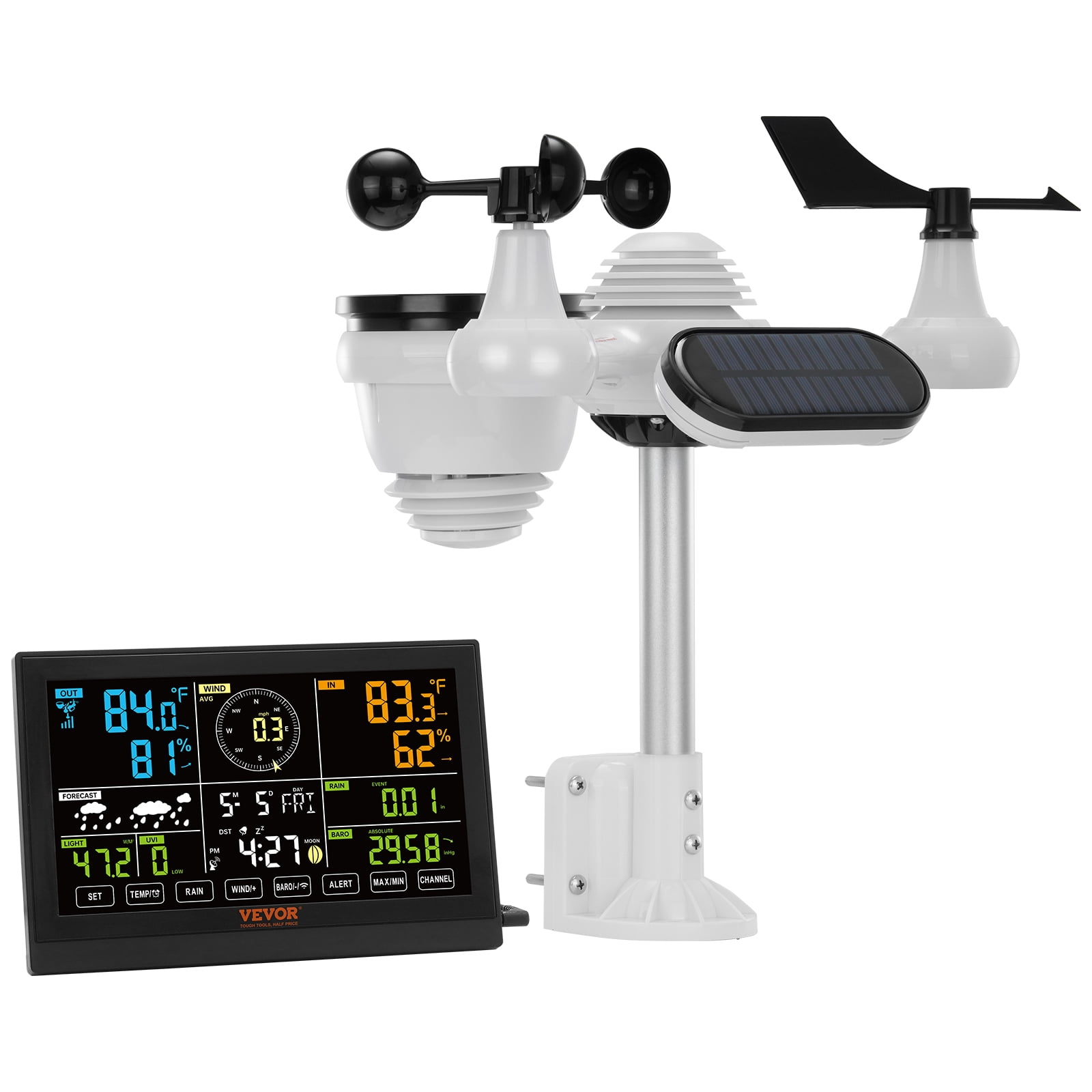 BENTISM 7 in 1 Wireless Weather Station, 7.5 inch HD Color Screen ...